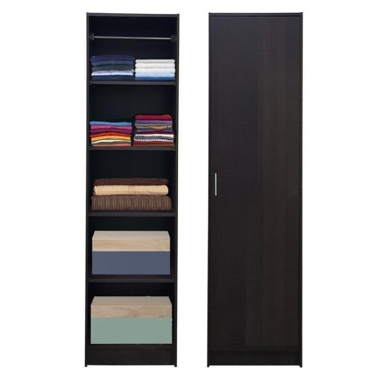 1 Door Dark Walnut Wardrobe with Removable Shelves, Furniture & Home ...
