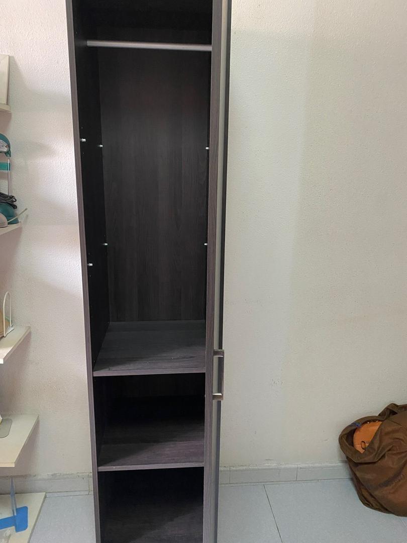 1 Door Dark Walnut Wardrobe with Removable Shelves, Furniture & Home ...