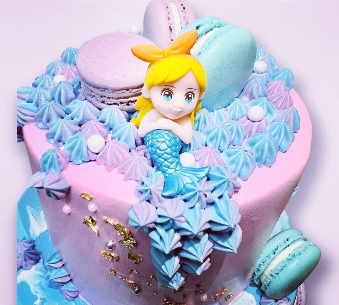 2 tier mermaid ocean theme cake, Food & Drinks, Homemade Bakes on Carousell