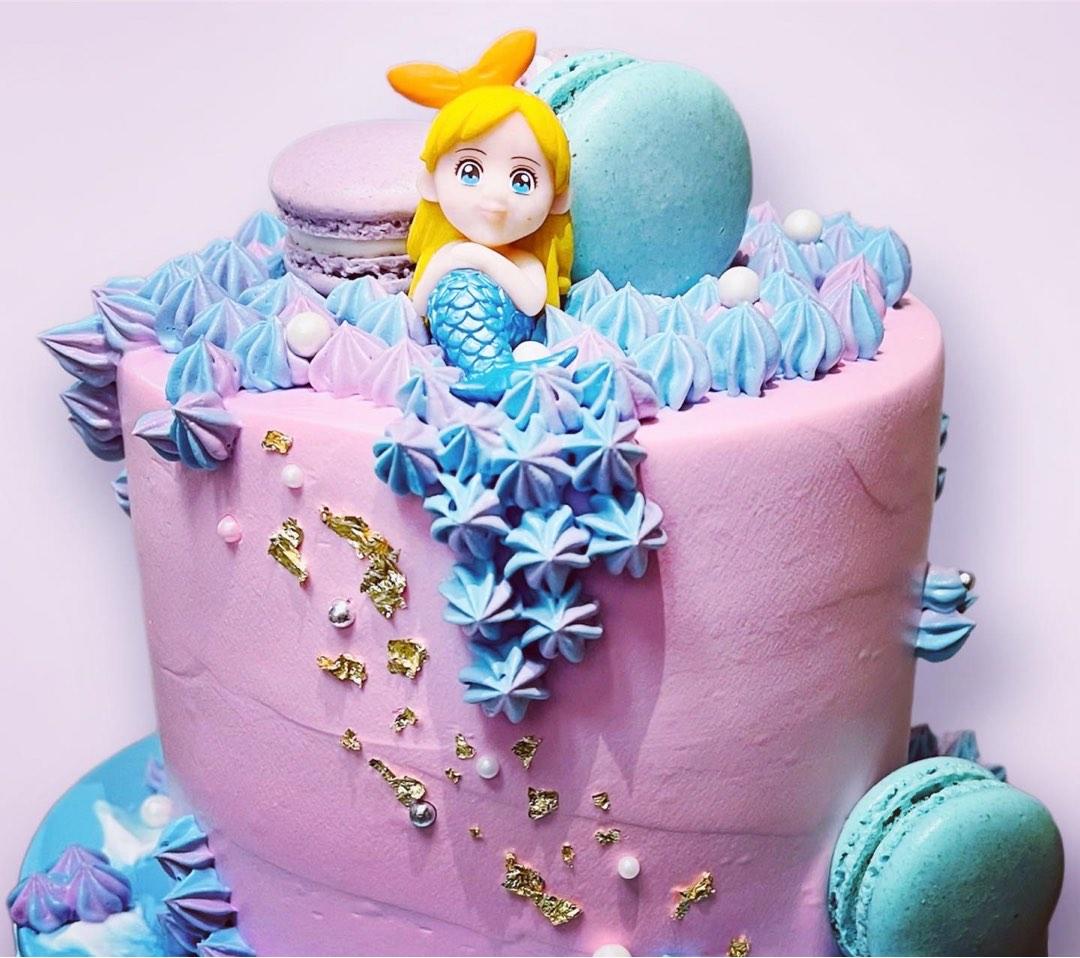 2 tier mermaid ocean theme cake, Food & Drinks, Homemade Bakes on Carousell