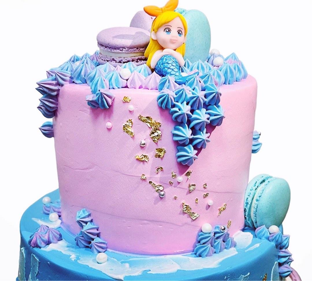 2 tier mermaid ocean theme cake, Food & Drinks, Homemade Bakes on Carousell