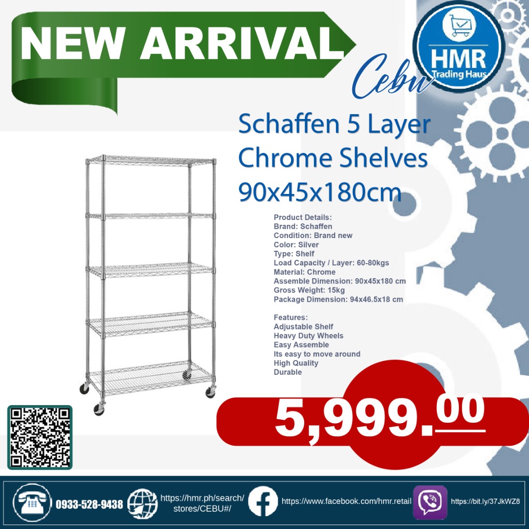 5 Layer Chrome Shelves, Furniture & Home Living, Furniture, Shelves ...