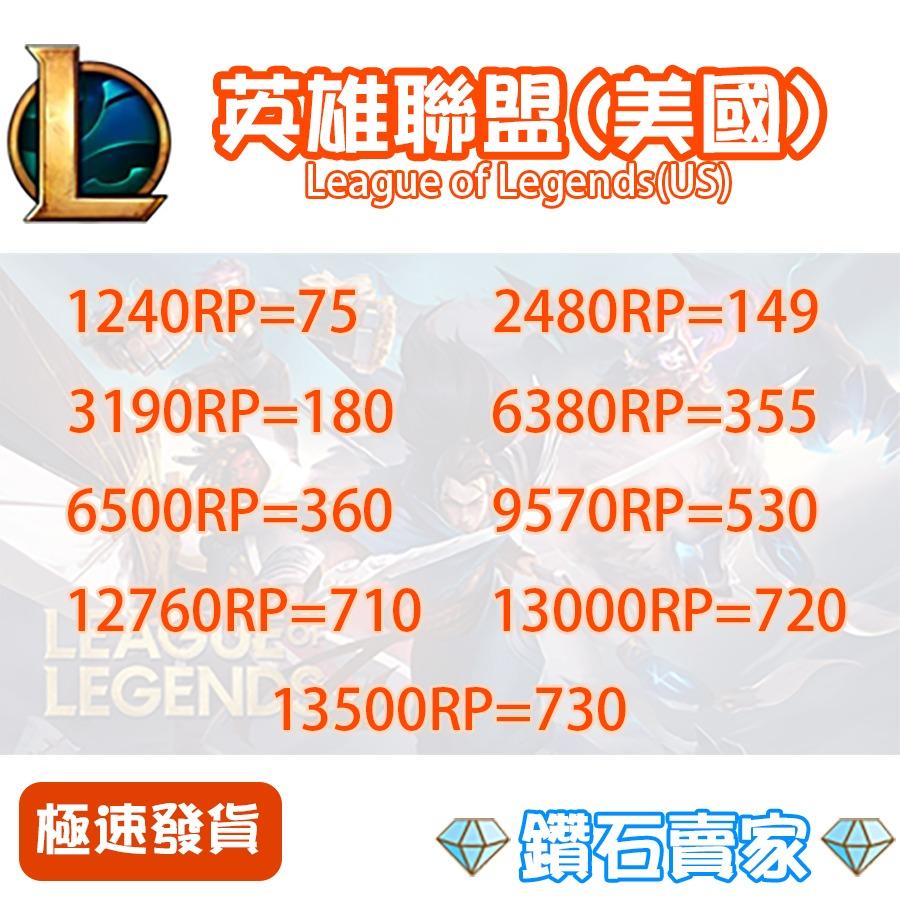 英雄聯盟 美國 美服 League of Legends LOL (NA Servers) USD RP Riot Point Gift ...