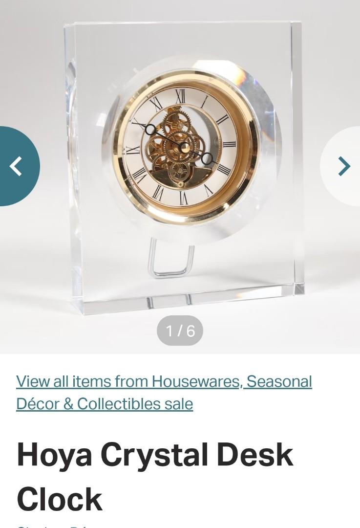 ANTIQUE DESIGN HOYA JAPAN LUXURY CLEAR CRYSTAL DESK SKELETON CLOCK ...