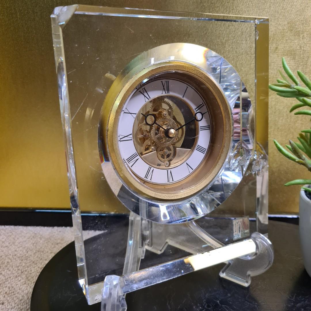 ANTIQUE DESIGN HOYA JAPAN LUXURY CLEAR CRYSTAL DESK SKELETON CLOCK ...