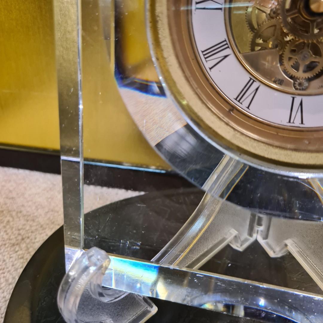 ANTIQUE DESIGN HOYA JAPAN LUXURY CLEAR CRYSTAL DESK SKELETON CLOCK ...