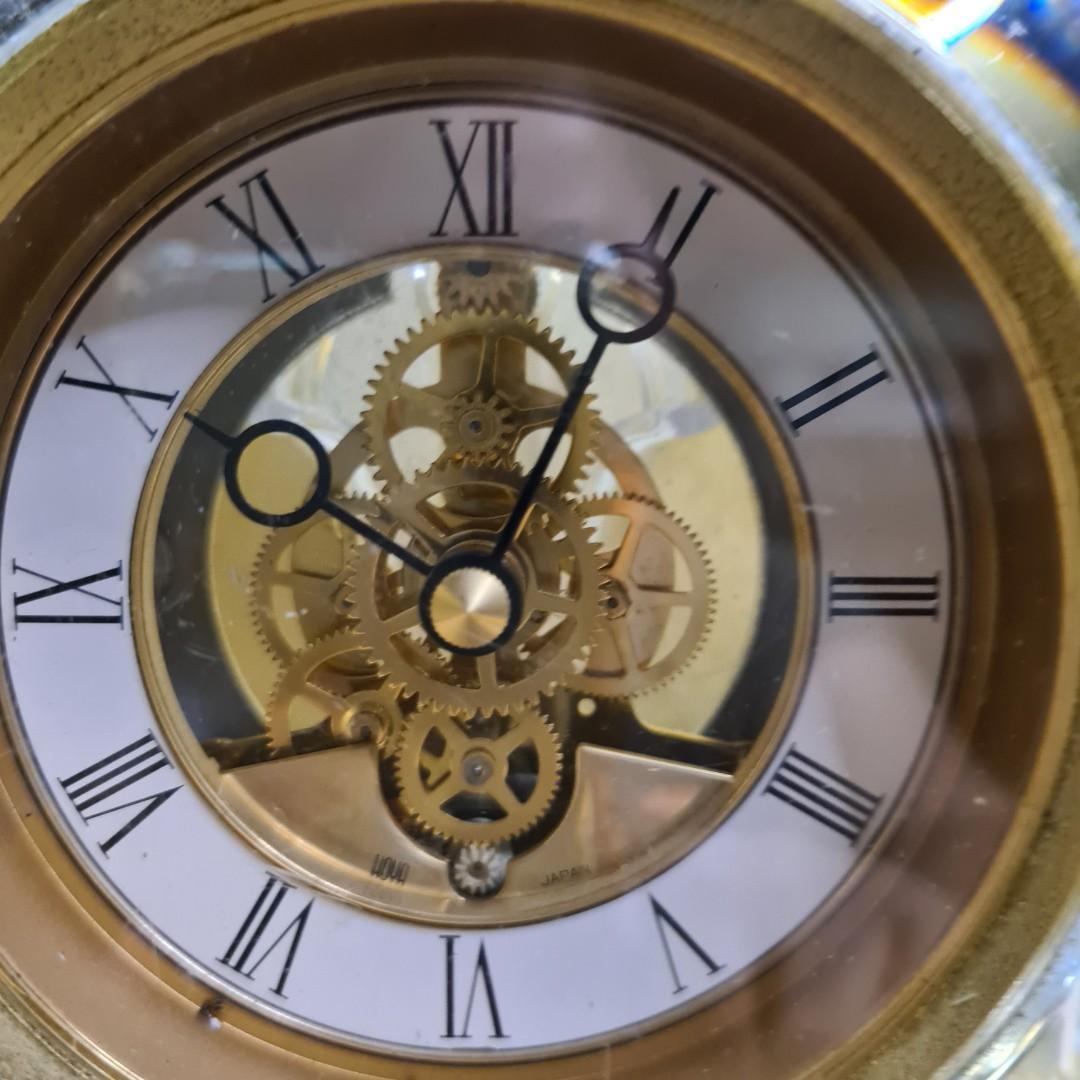 ANTIQUE DESIGN HOYA JAPAN LUXURY CLEAR CRYSTAL DESK SKELETON CLOCK ...