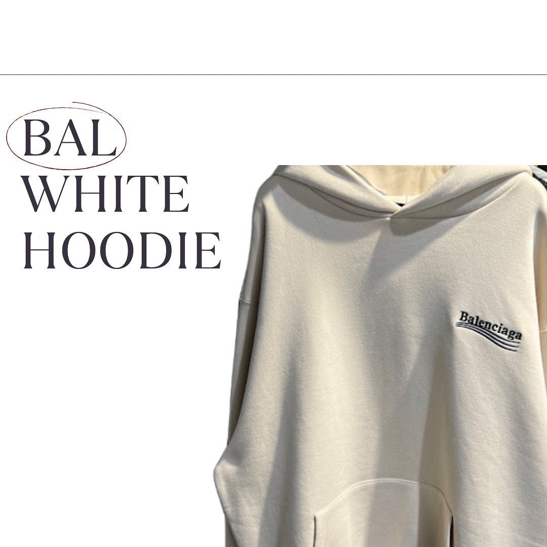 BAL white hoodie, Men's Fashion, Coats, Jackets and Outerwear on Carousell