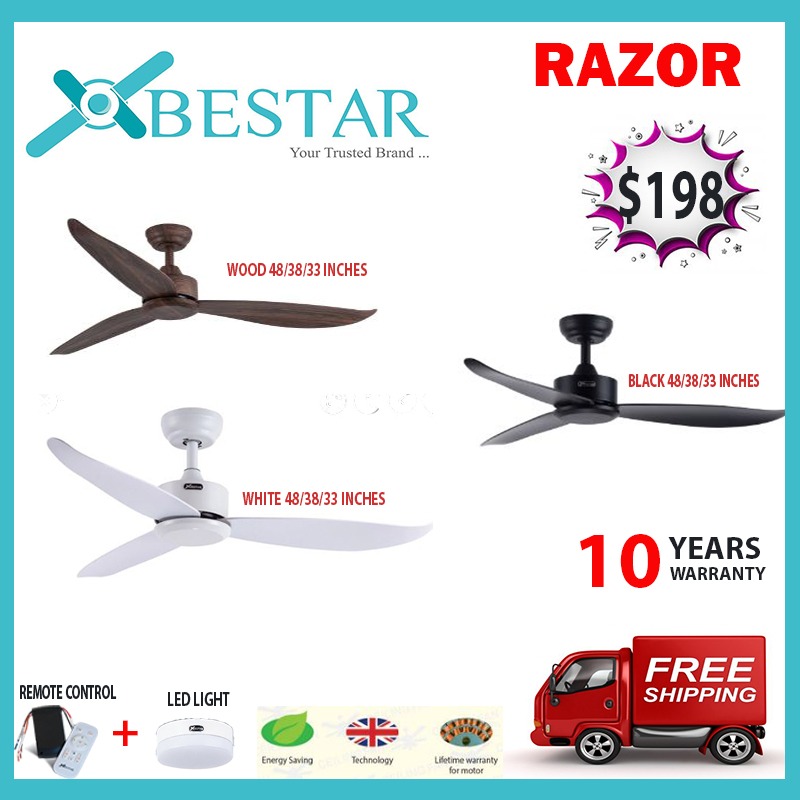Bestar Razor DC Ceiling Fan with 24W 3 Tone LED Light Kit and Remote ...