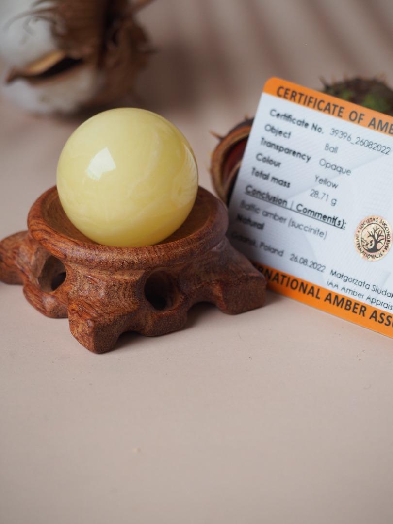 Big Natural Milk Amber Ball/ Globe with Certificate 37mm, Women's ...