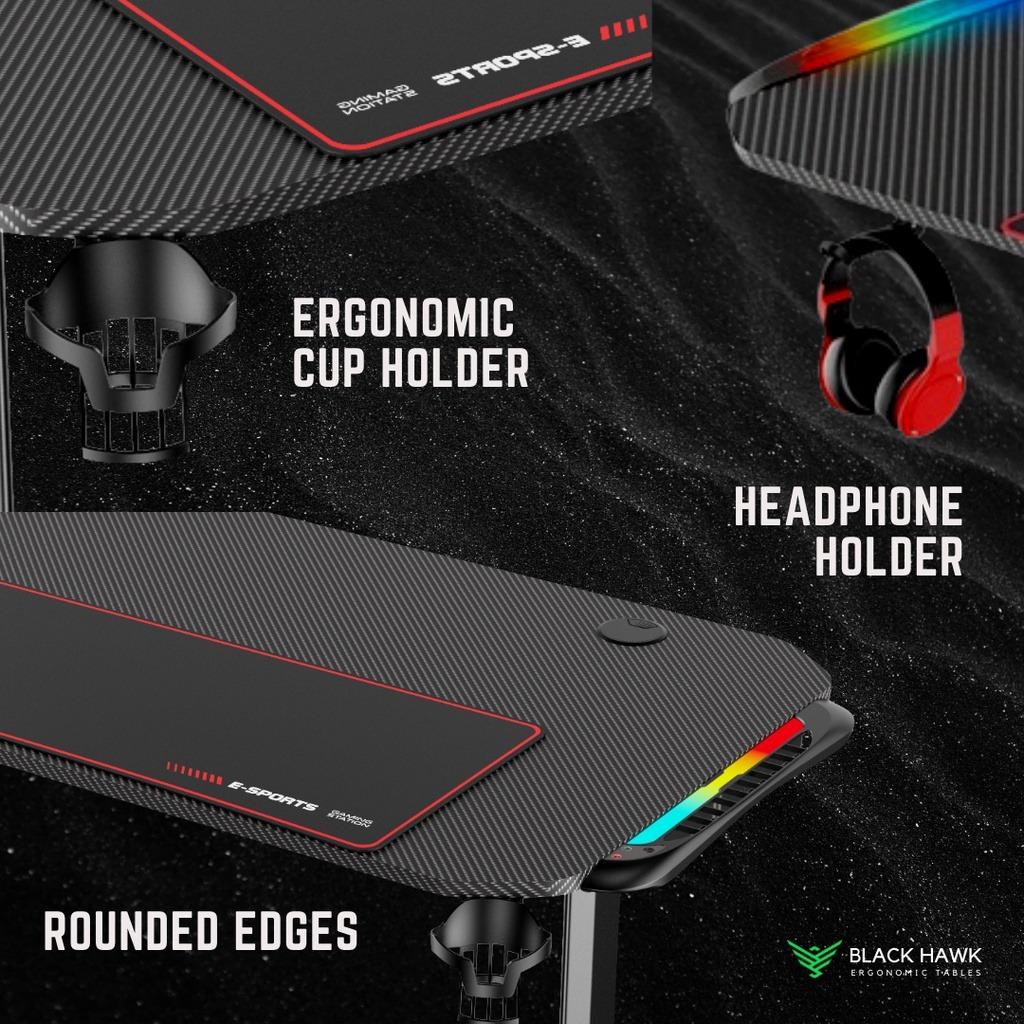 Black Hawk RGB Gaming Desk / Gaming Desk / Gaming Table / Computer ...