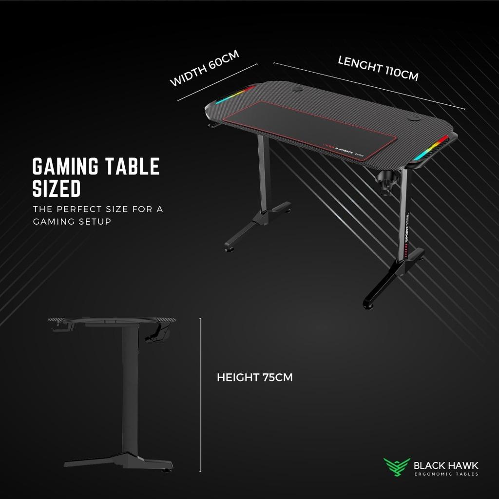 Black Hawk RGB Gaming Desk / Gaming Desk / Gaming Table / Computer ...