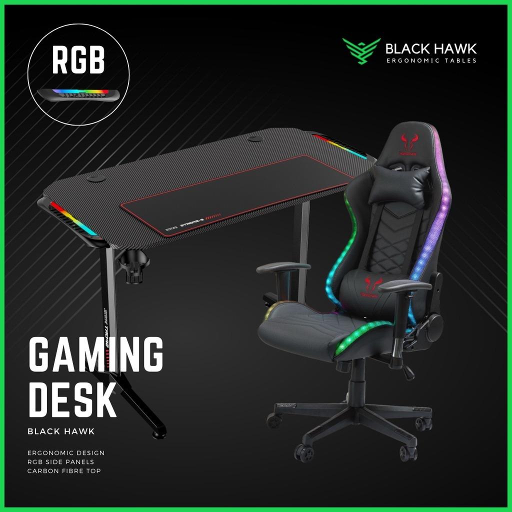 Black Hawk RGB Gaming Desk / Gaming Desk / Gaming Table / Computer ...