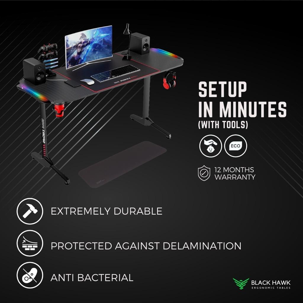 Black Hawk RGB Gaming Desk / Gaming Desk / Gaming Table / Computer ...