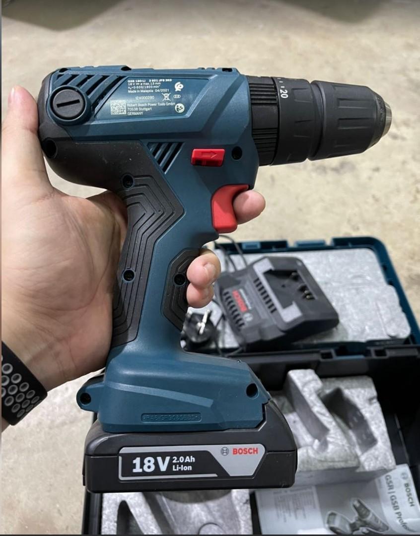 Bosch GSB 180-LI cordless drill ( box, charger and 2 x 18V 2Ah battery), Furniture & Home Living ...