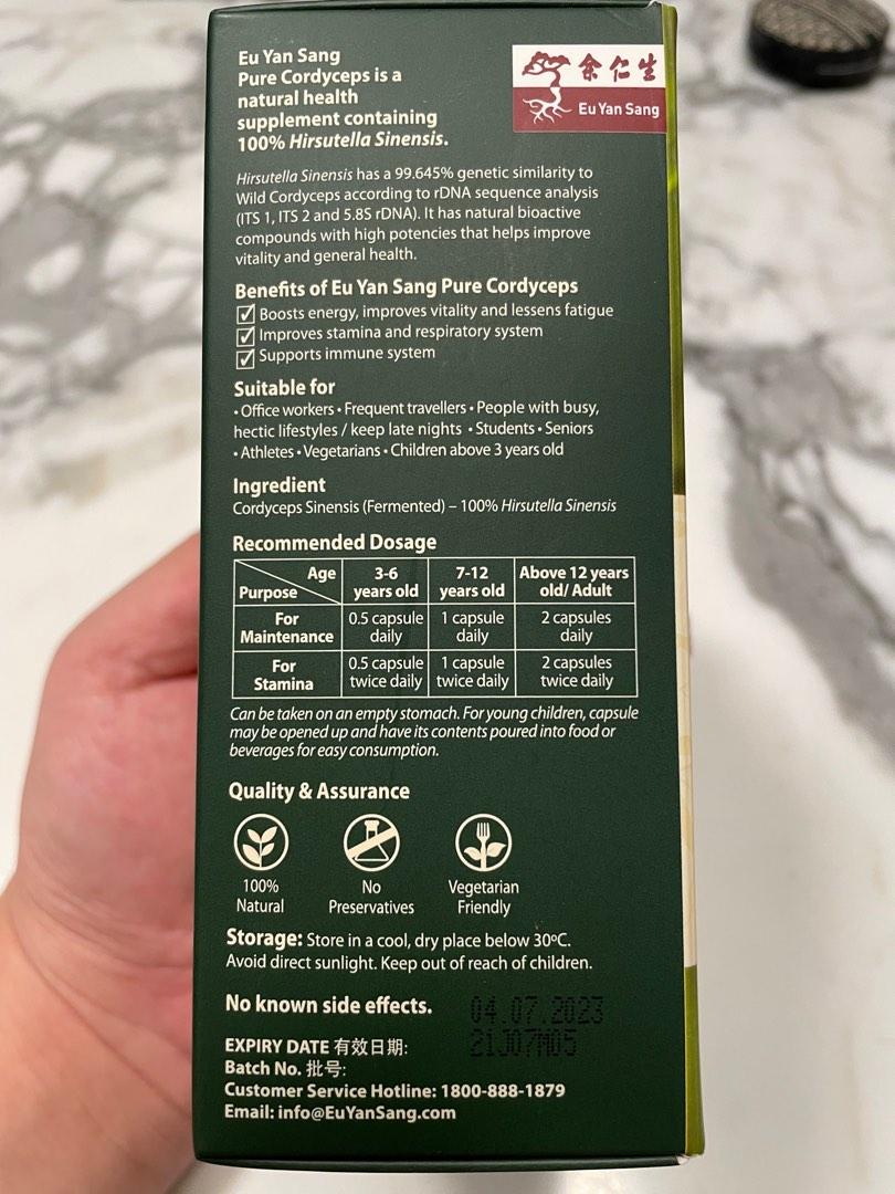 (Brand New!) Eu Yan Sang Pure Cordyceps capsules, Health & Nutrition ...