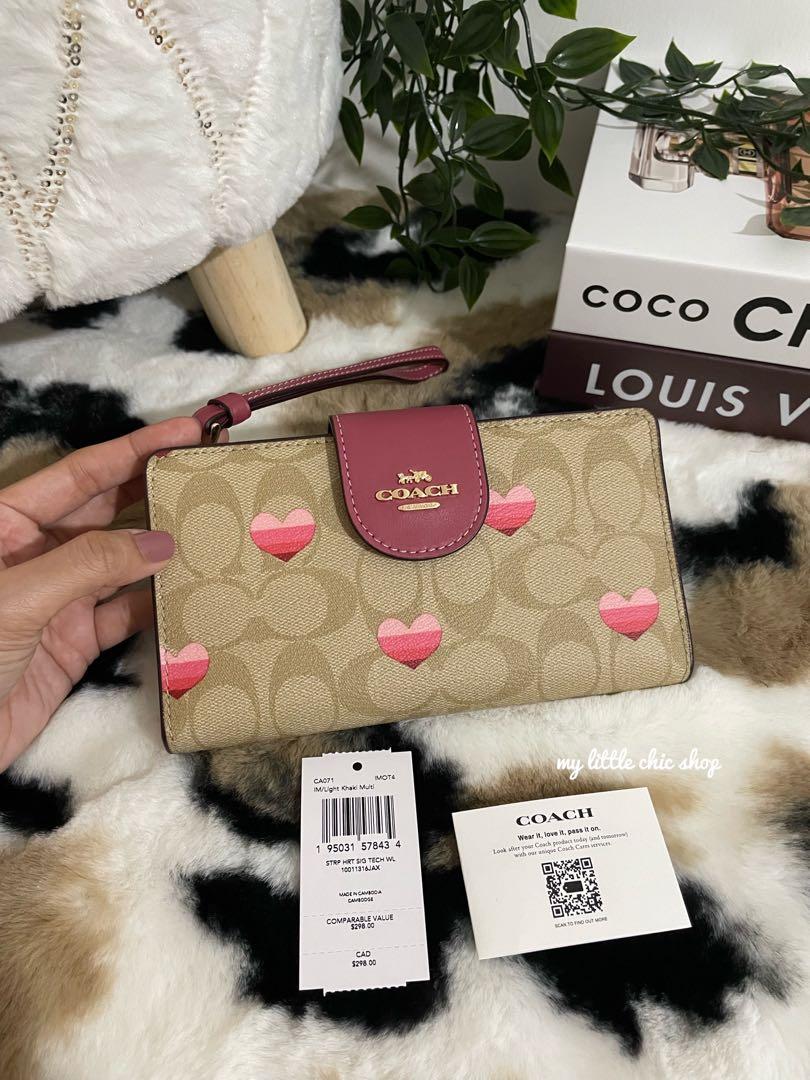 coach tech phone wallet in signature canvas w heart print, Women's ...
