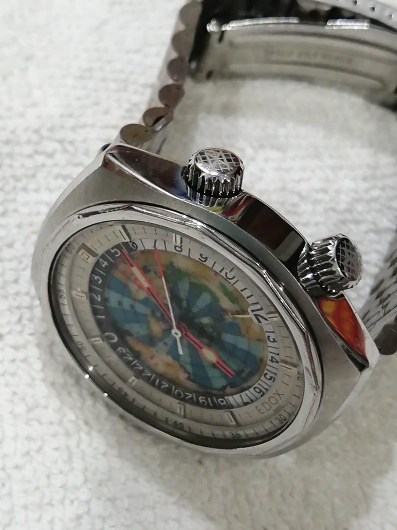 1440) Edox geoscope 42 world timer gmt map (After market), Men's ...