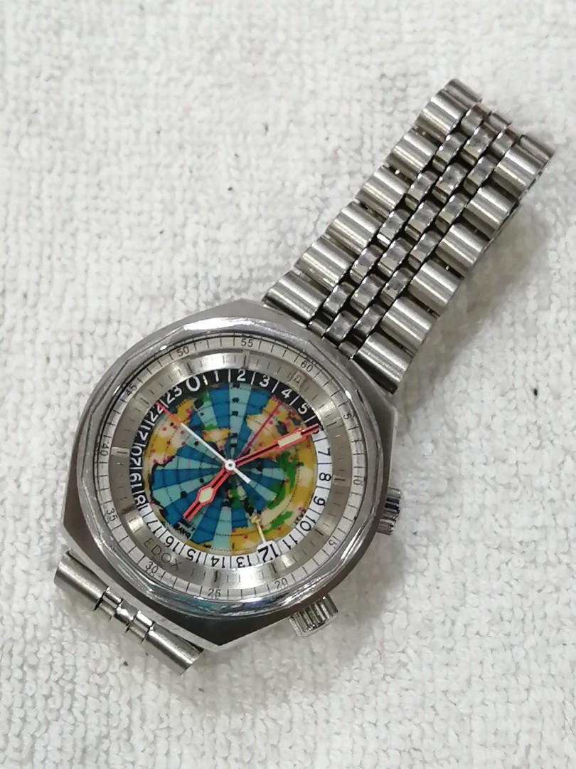 1440) Edox geoscope 42 world timer gmt map (After market), Men's ...