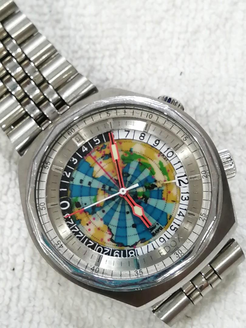 1440) Edox geoscope 42 world timer gmt map (After market), Men's ...