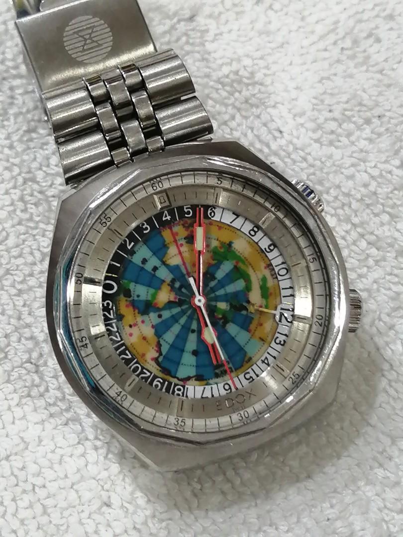1440) Edox geoscope 42 world timer gmt map (After market), Men's ...