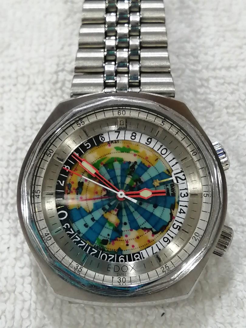 1440) Edox geoscope 42 world timer gmt map (After market), Men's ...