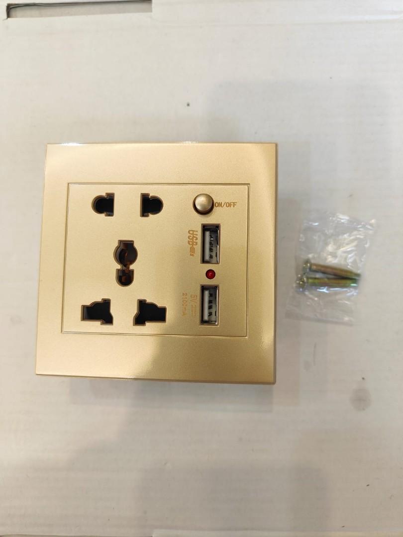 Electrical sockets with USB, TV & Home Appliances, Electrical, Adaptors ...