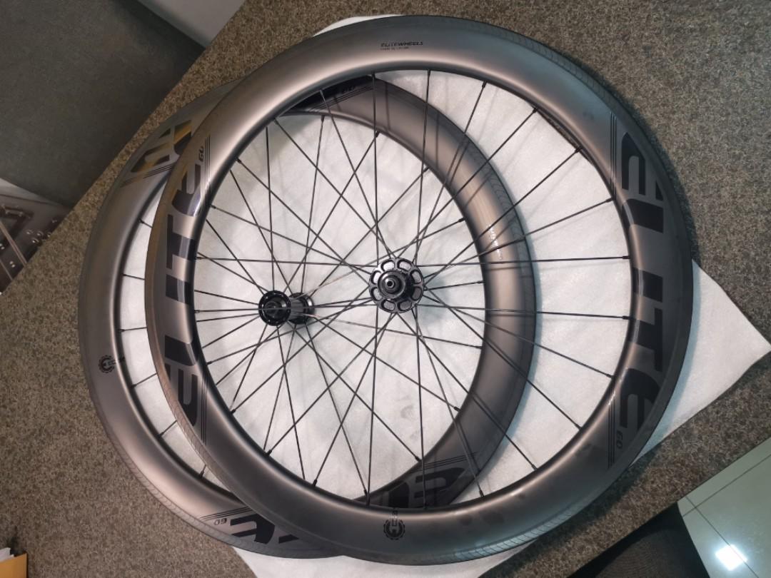 Elite carbon rim with Elite hub wheelset 700c 60mm depth QR (ratchet ...