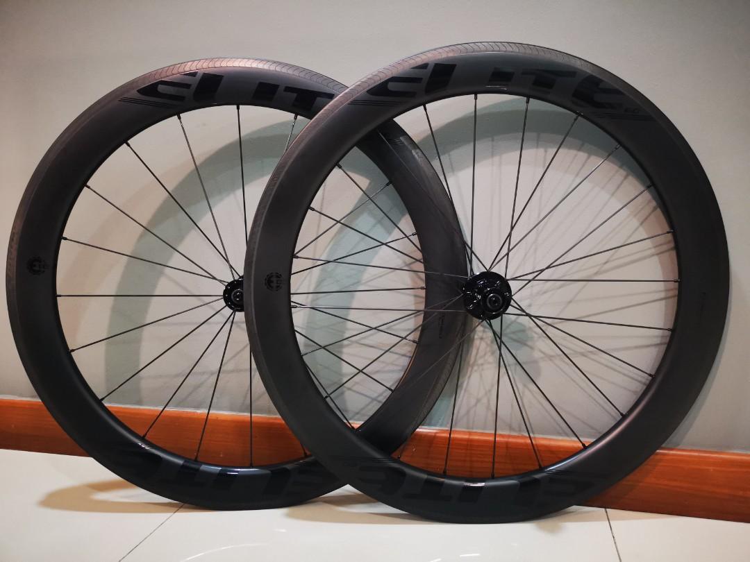 Elite carbon rim with Elite hub wheelset 700c 60mm depth QR (ratchet ...