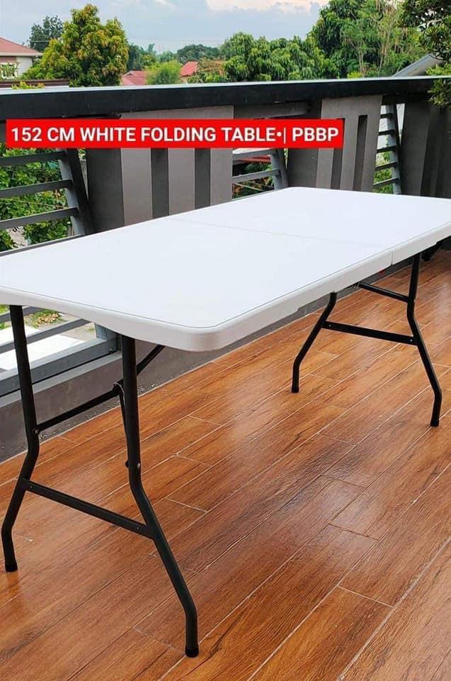 Folding Table 6ft Portable Heavy Duty Plastic Fold-in-Half Utility ...