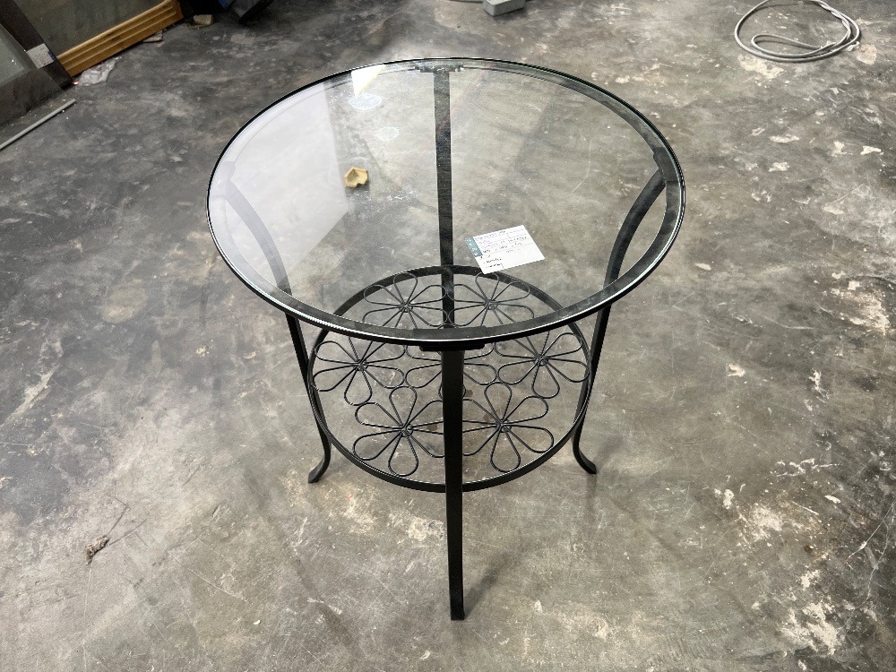 Glass Top Metal Frame Round Side Table Black Colour / Bingkai Logam ...