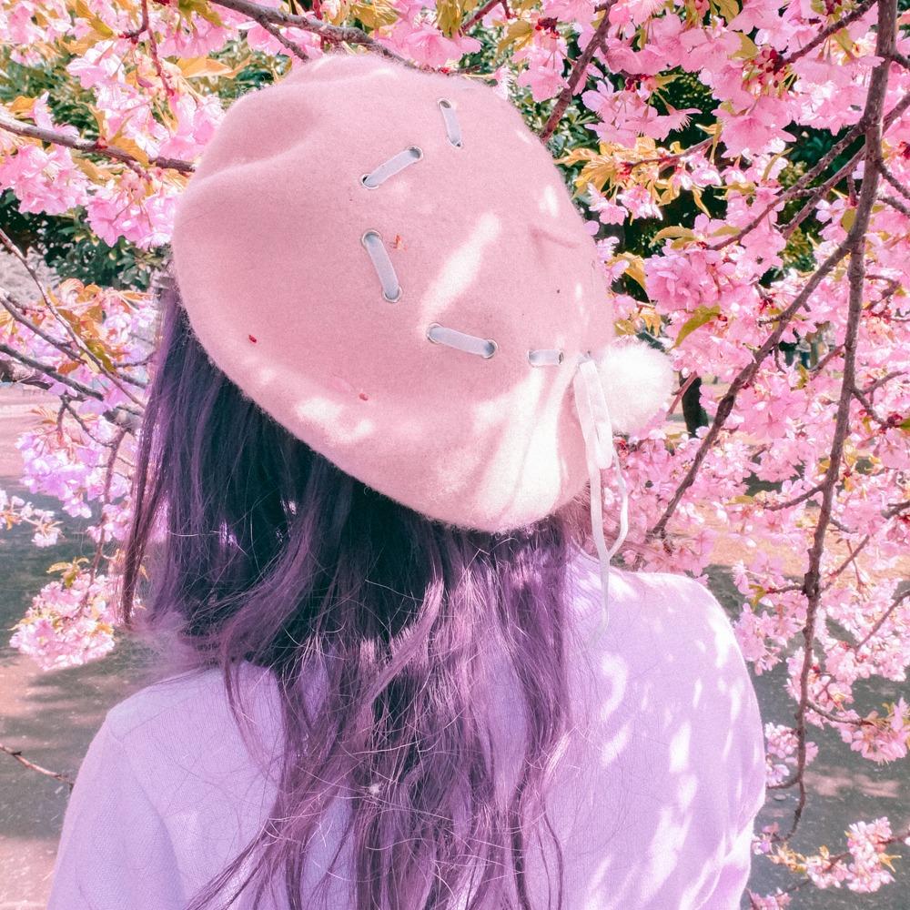 Heart Dolly Beret | PRE-ORDER | Pink Coquette Girl Kawaii Larme Doll ...