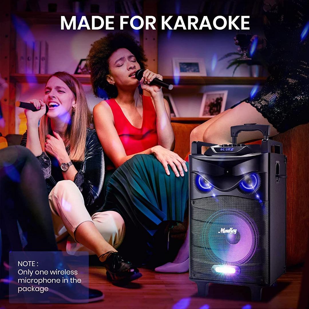 J021) Moukey Karaoke Machine, Outdoor Speaker 10" Subwoofer PA System ...