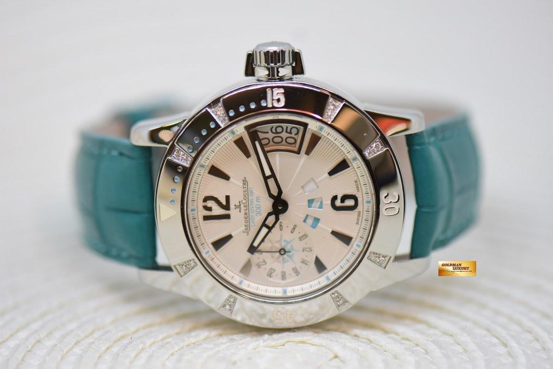 JLC MASTER COMPRESSOR LADY DIVING GMT 38mm STEEL IN LEATHER STRAP ...