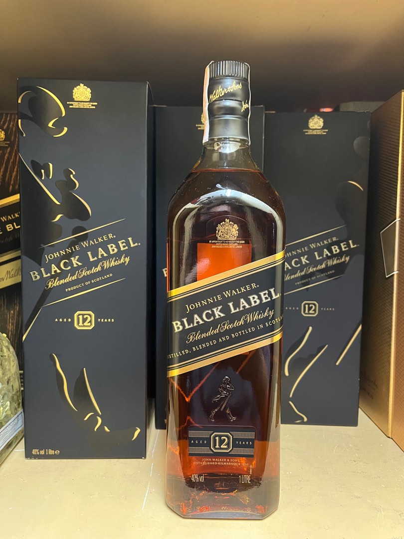 Johnnie walker black label 1 litre bottle, Food & Drinks, Beverages on ...