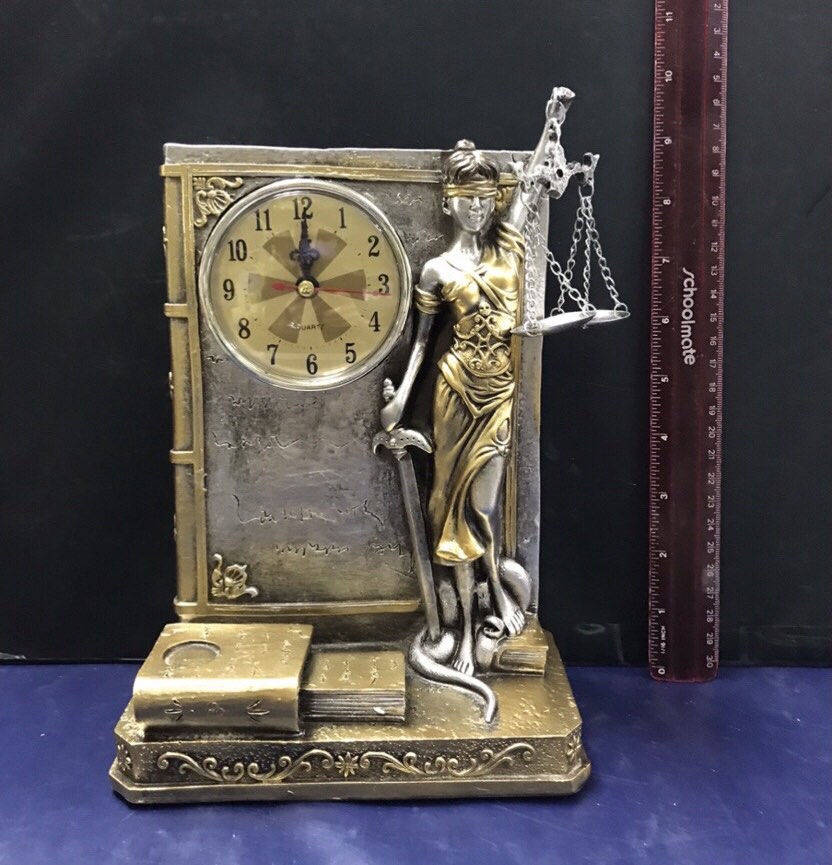 Lady Justice with Clock, Furniture & Home Living, Home Decor, Clocks on ...