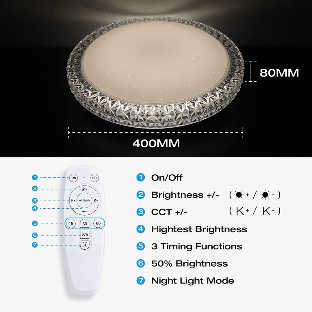 LED Ceiling Light, OOWOLF Dimmable 3000K- 6500K Round Ceiling Lights ...