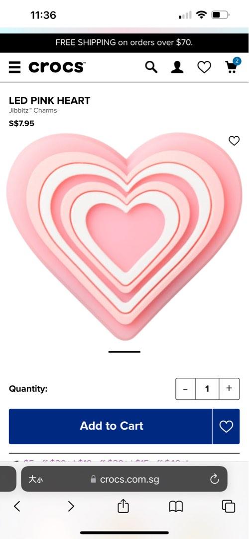 Led pink heart jibbitz, 其他, 其他 - Carousell