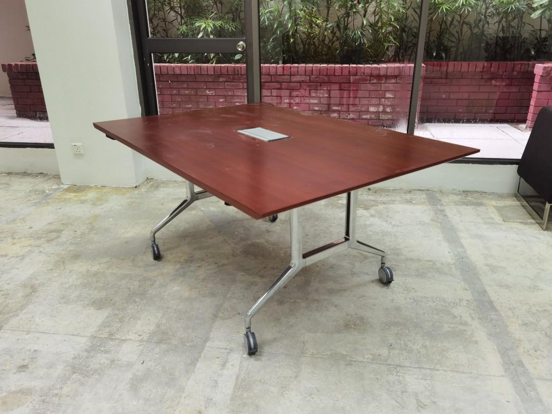 Modern Mobile Conference Table - Solid Wood, HandTrigger Fold mechanism ...