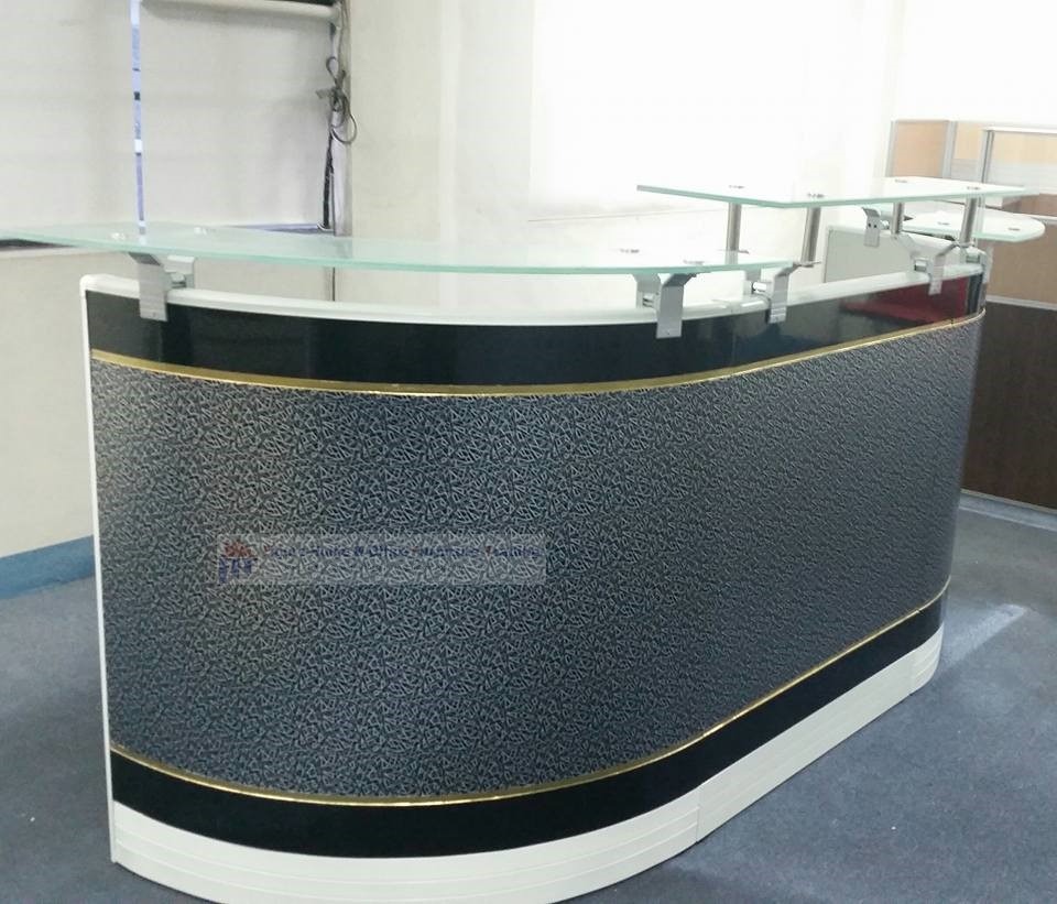 Modular Office Reception Counter Partition Fabric w/ Top Glass ...