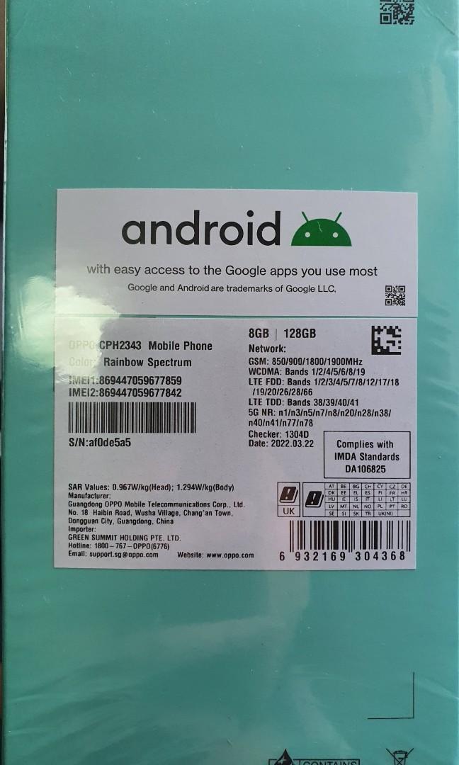 OPPO Reno7 Z 5G (Rainbow colour) (CPH2343), Mobile Phones & Gadgets ...