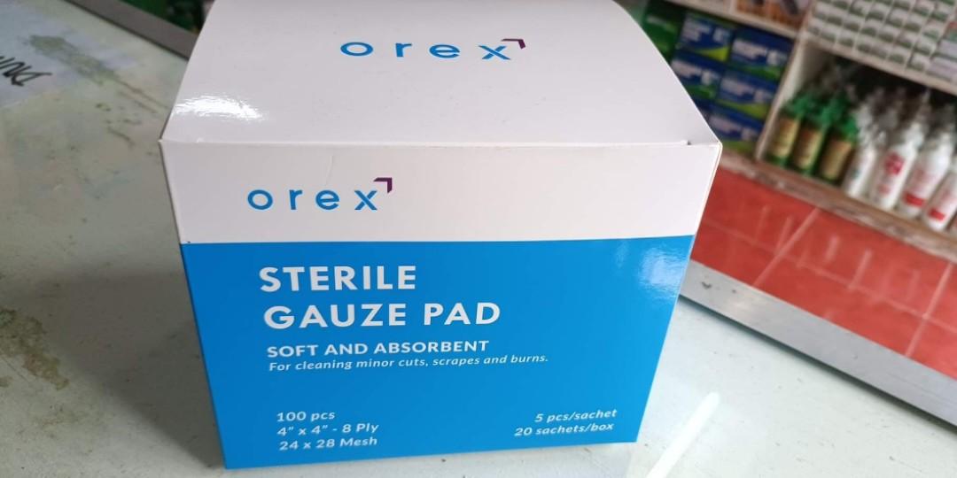 Orex Sterile Gauze Pad 4"x4" (8 ply) 24x28 Mesh, Health & Nutrition ...