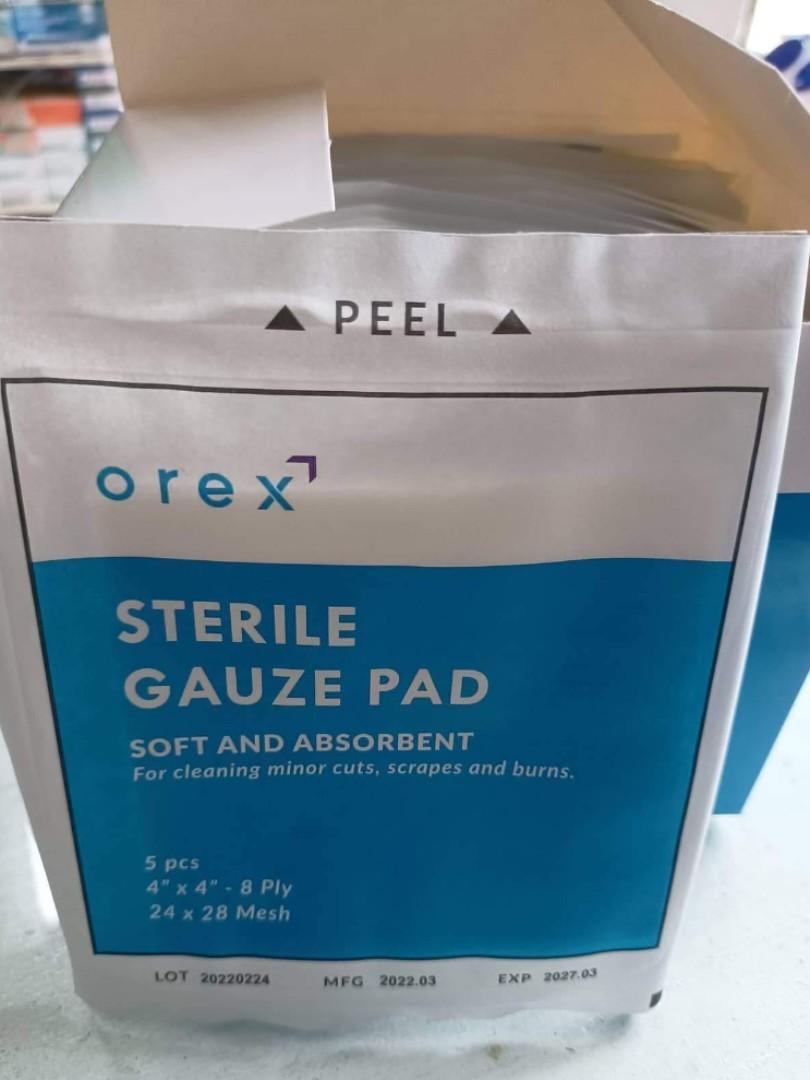 Orex Sterile Gauze Pad 4"x4" (8 ply) 24x28 Mesh, Health & Nutrition ...