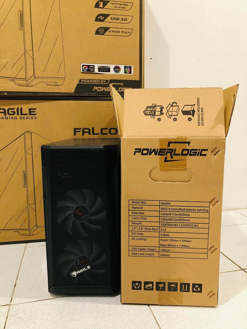 Powerlogic Raven Agile M-ATX Tempered Glass Gaming RGB PC Case, Video ...