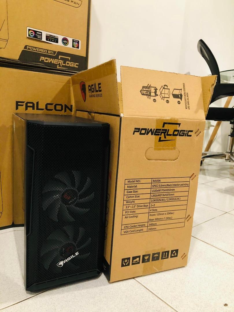 Powerlogic Raven Agile M-ATX Tempered Glass Gaming RGB PC Case, Video ...