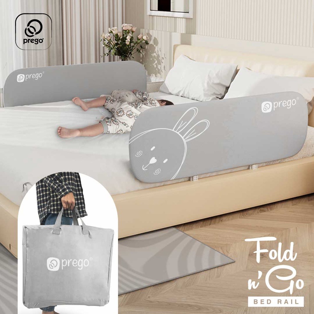 Prego Fold N Go Bed Rail Soft Foam Baby Bed Fence Anti-fall Guard Gate ...