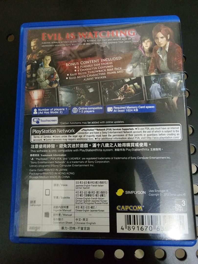 Resident Evil Revelation 2 PS Vita, Video Gaming, Video Games ...