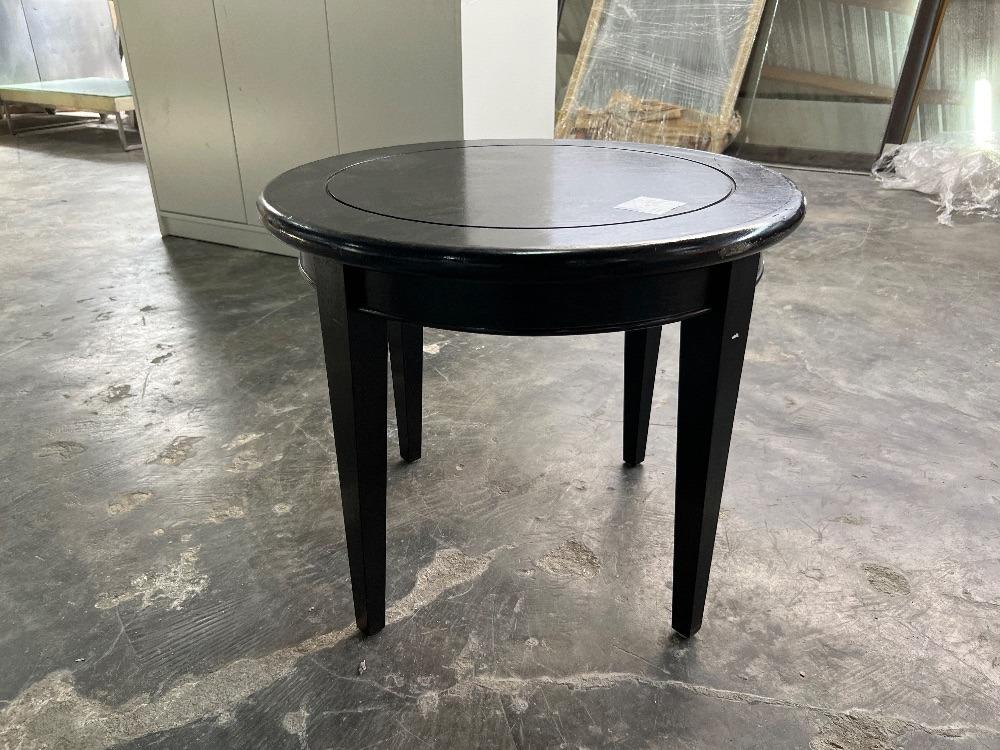 Round Wooden Side Table Black Colour / Meja Sisi Kayu Bulat Warna Hitam ...
