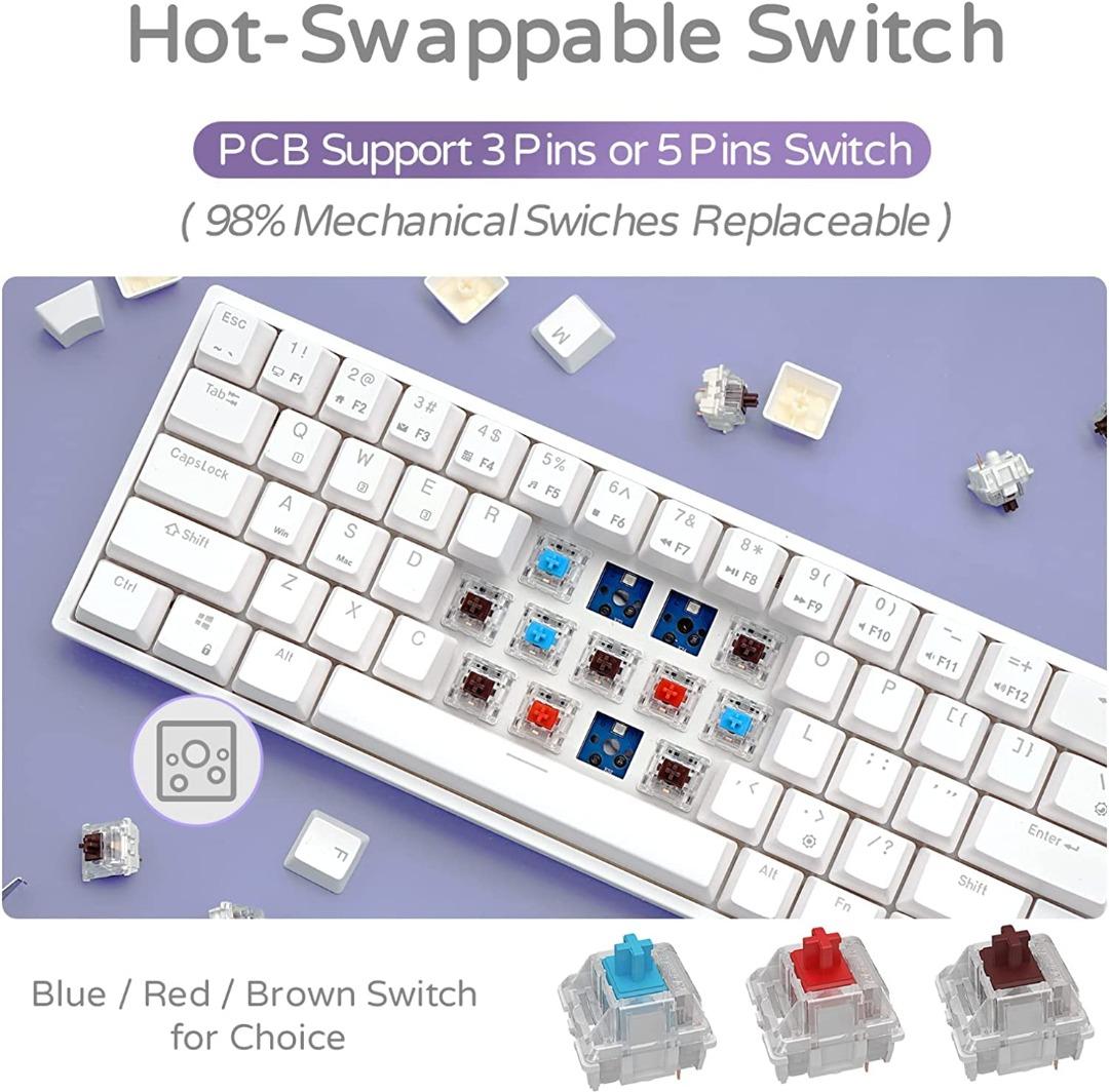 Royal Kludge RK68 plus RGB Hot Swappable 65% keyboard wireless bluetooth triple mode Akko ...