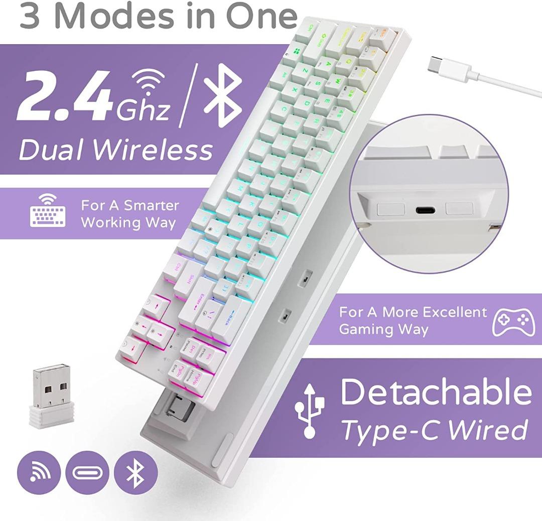 Royal Kludge RK68 plus RGB Hot Swappable 65% keyboard wireless bluetooth triple mode Akko ...